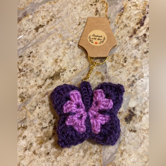 Hand Crafted | Accessories | Nwt Keychain Handmade Crochet Butterfly ...